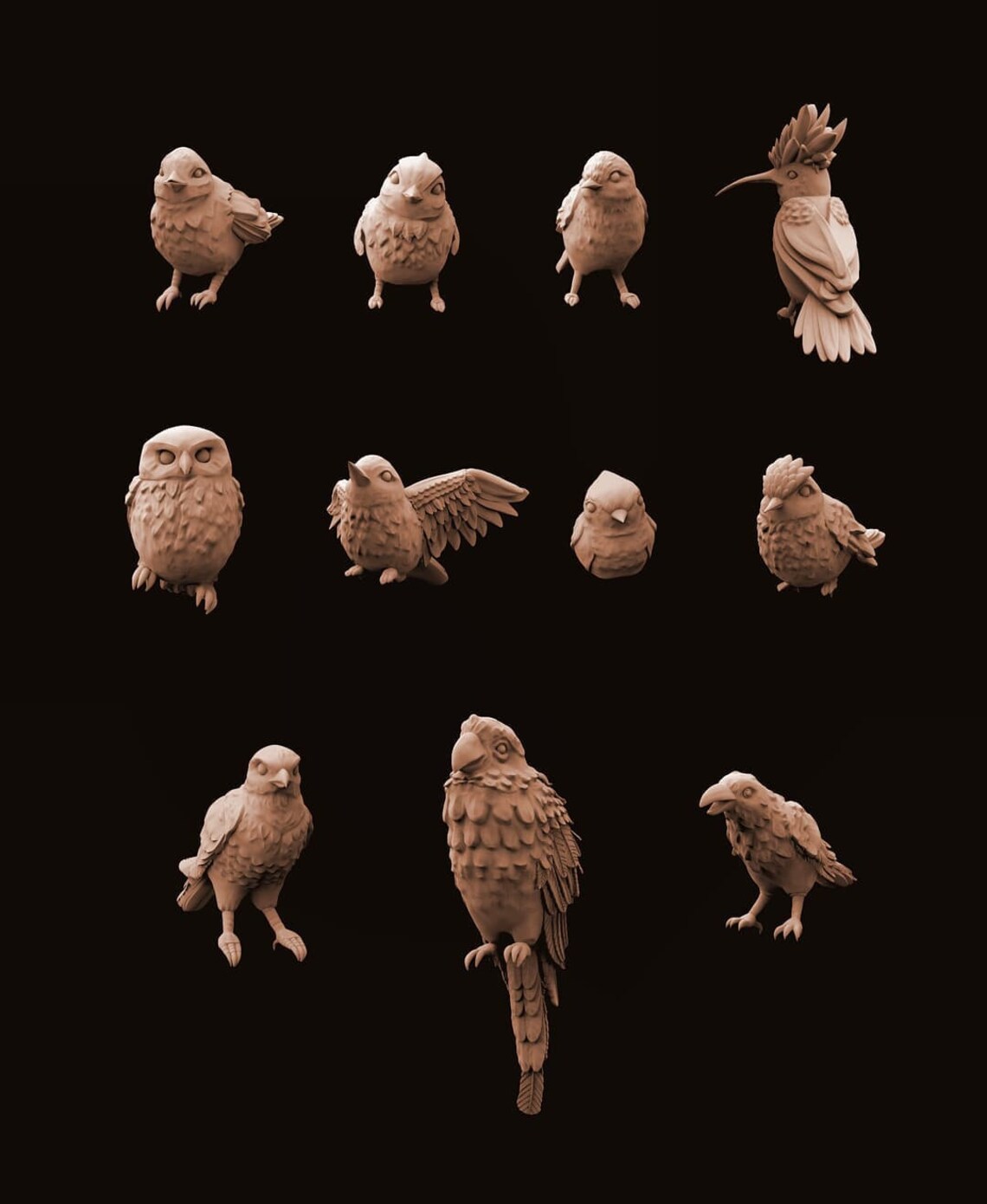 Bird Set 32 54 or 75mm Scale 3D Printed | Etsy