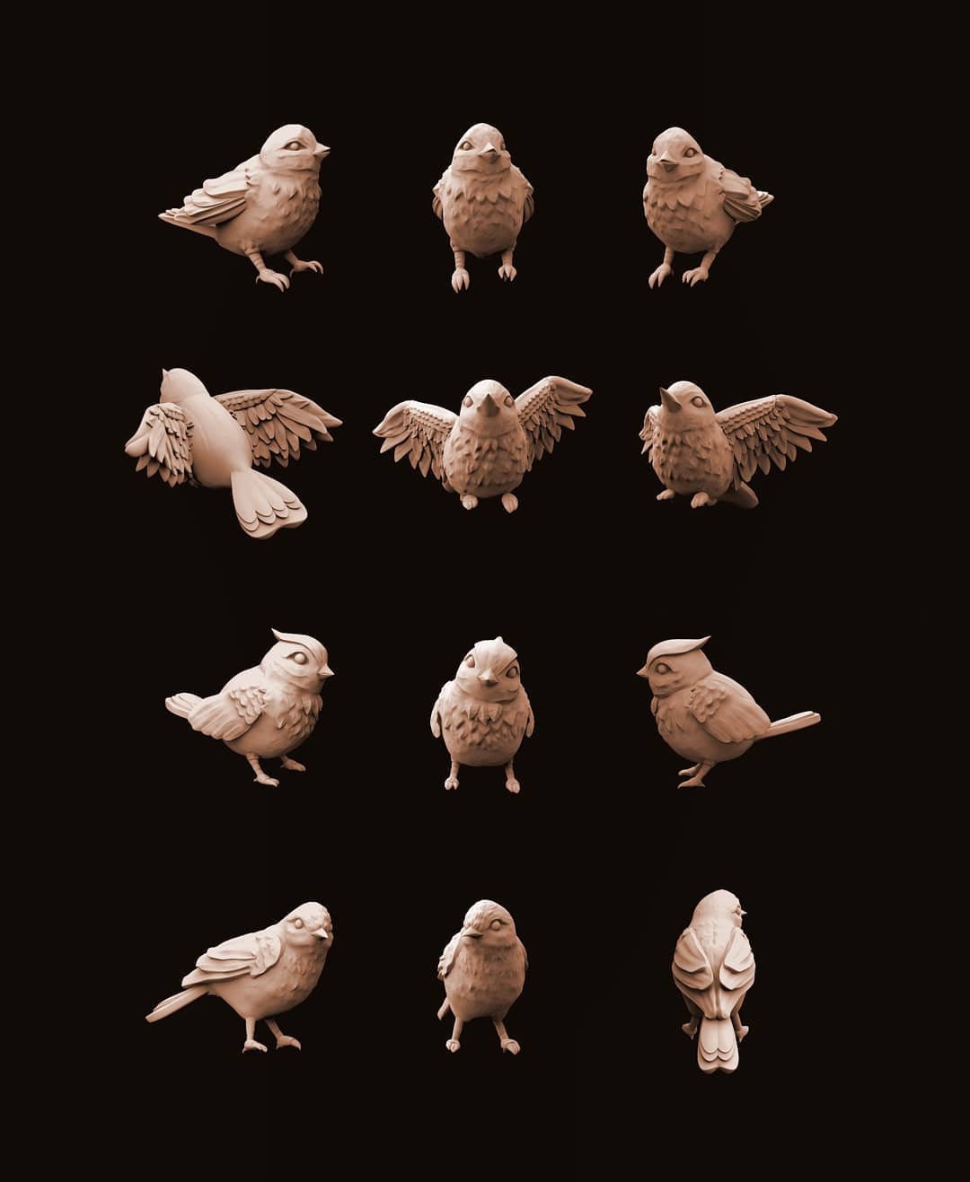 Bird Set 32 54 or 75mm Scale 3D Printed | Etsy