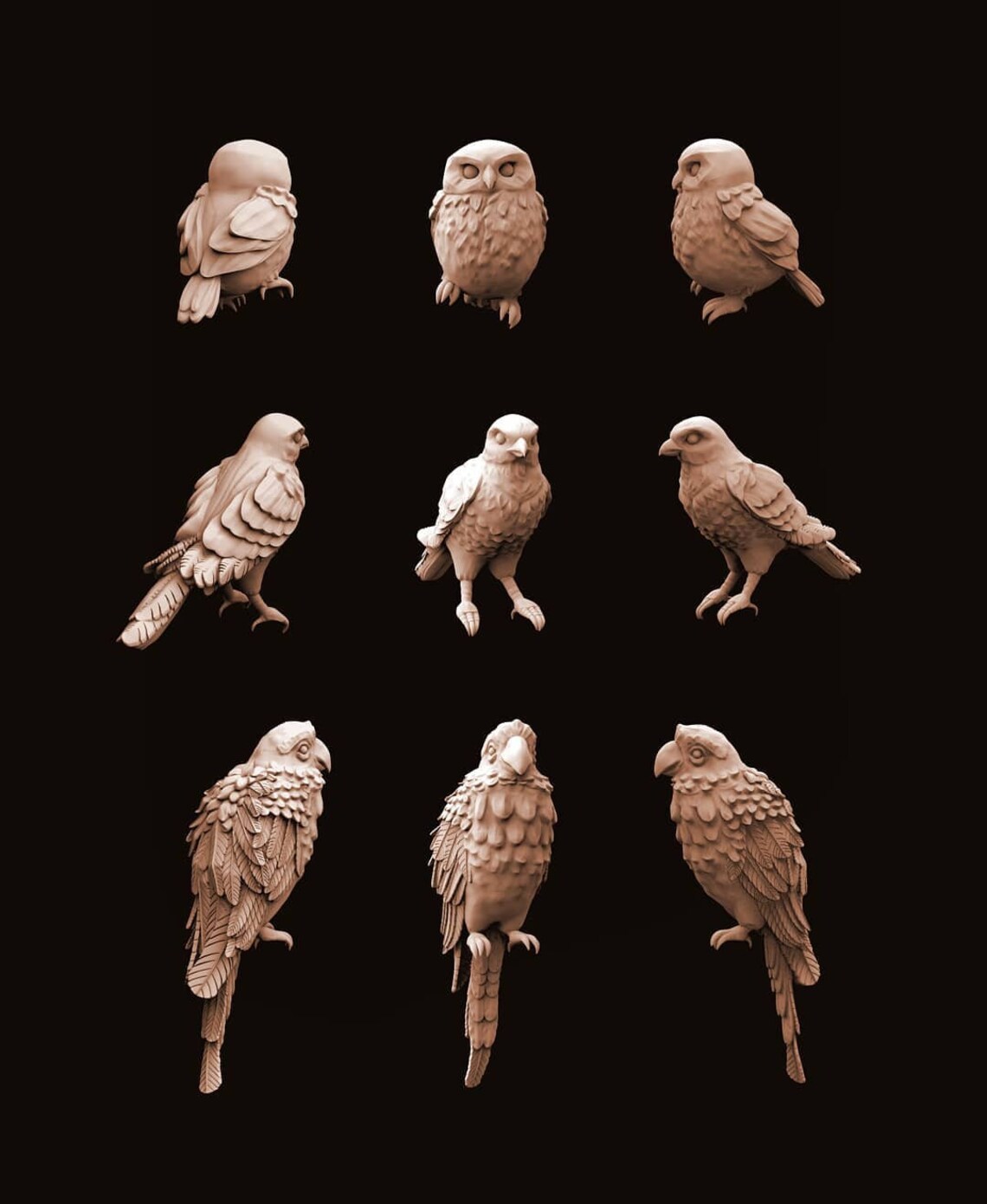 Bird Set 32 54 or 75mm Scale 3D Printed | Etsy