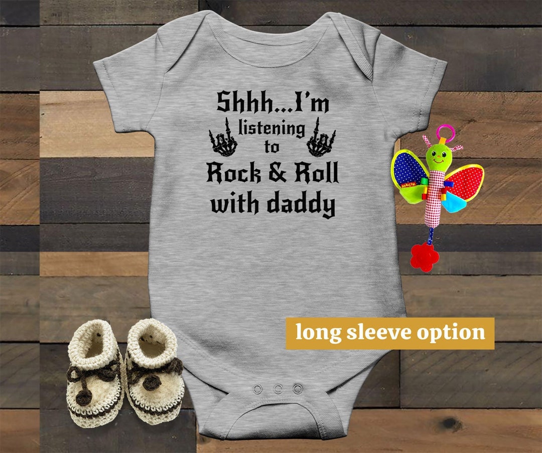 Rock Baby Bodysuit, Listening to Rock With Daddy, Funny Baby Clothes ...