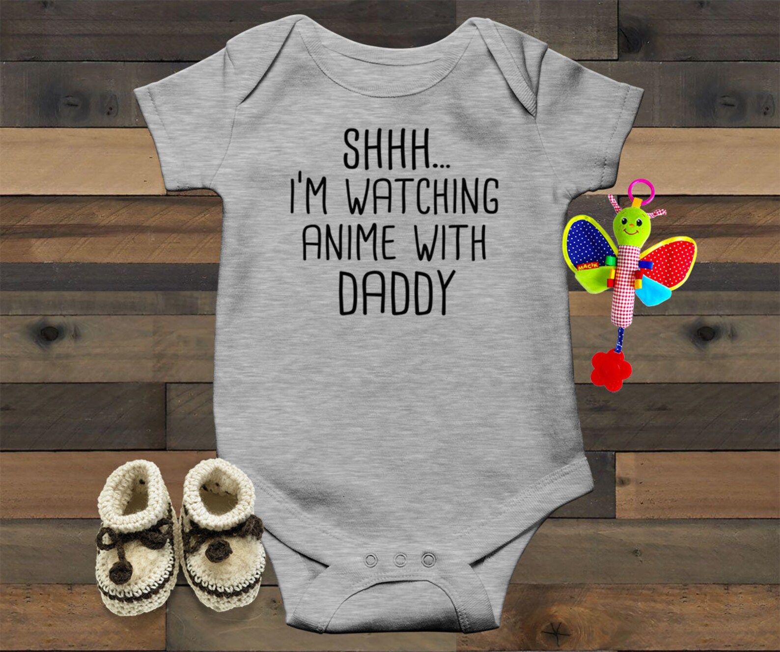 Anime Baby Bodysuit Watching Anime With Daddy Funny Baby Clothes Cute ...