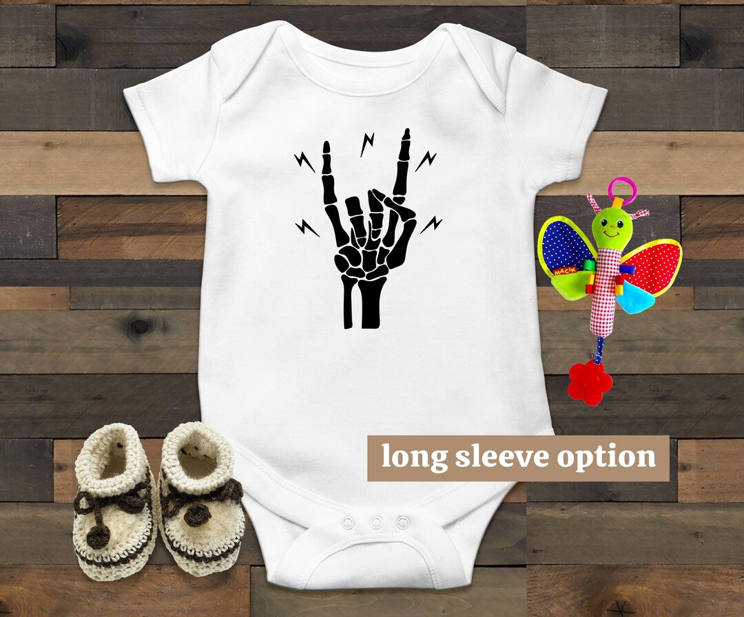 Rock Baby Clothes, Skeleton Hand, Rock and Roll, Metal Baby Clothes ...