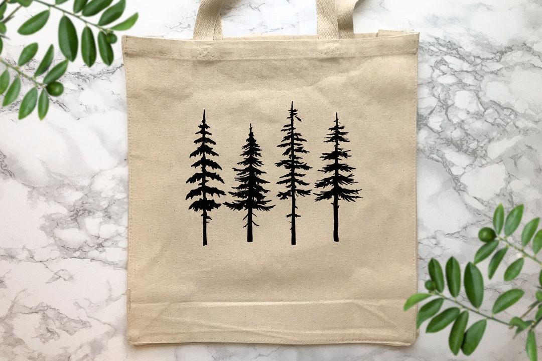 Pine Trees Tote Bag, Forest Bag, Nature Tote, Evergreen Tree, Natural ...