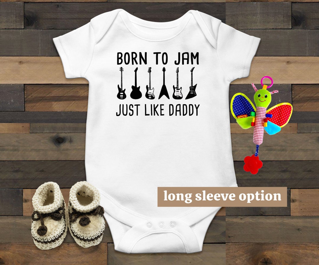 Guitar Baby Bodysuit, Born to Jam Like Daddy, Rock Baby Clothes, Funny ...
