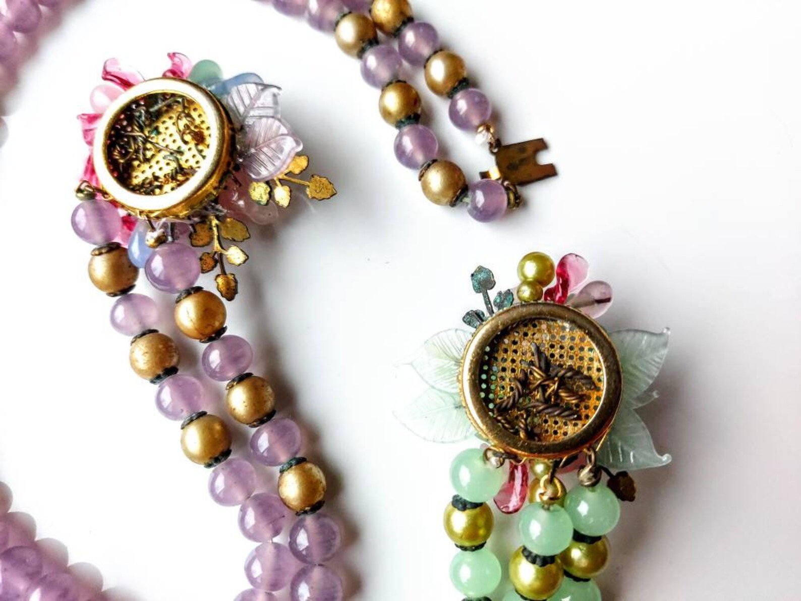 Early Miriam Haskel / Frank Hess Gripoix, Poured Molded Glass Flower ...