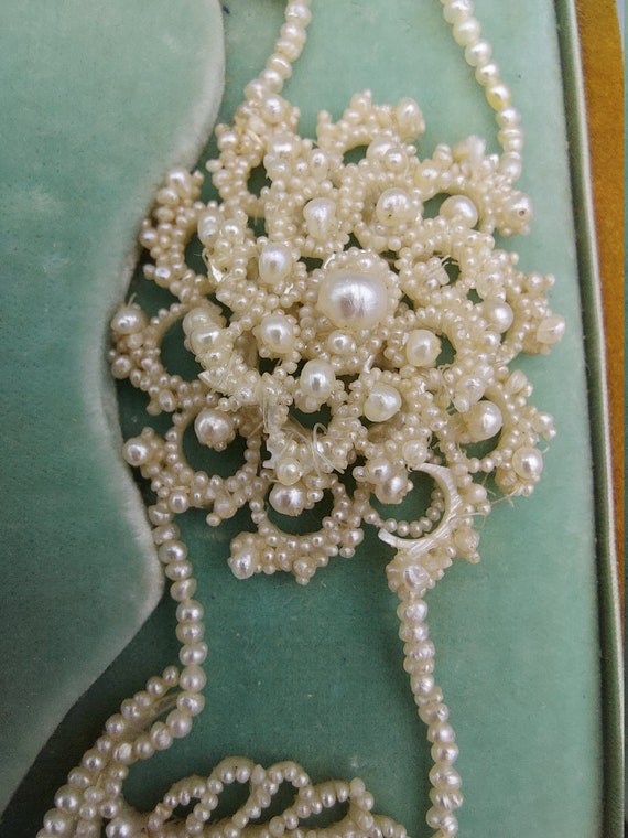 1800s Georgian Woven Natural Seed Pearl Parure Neckla… - Gem
