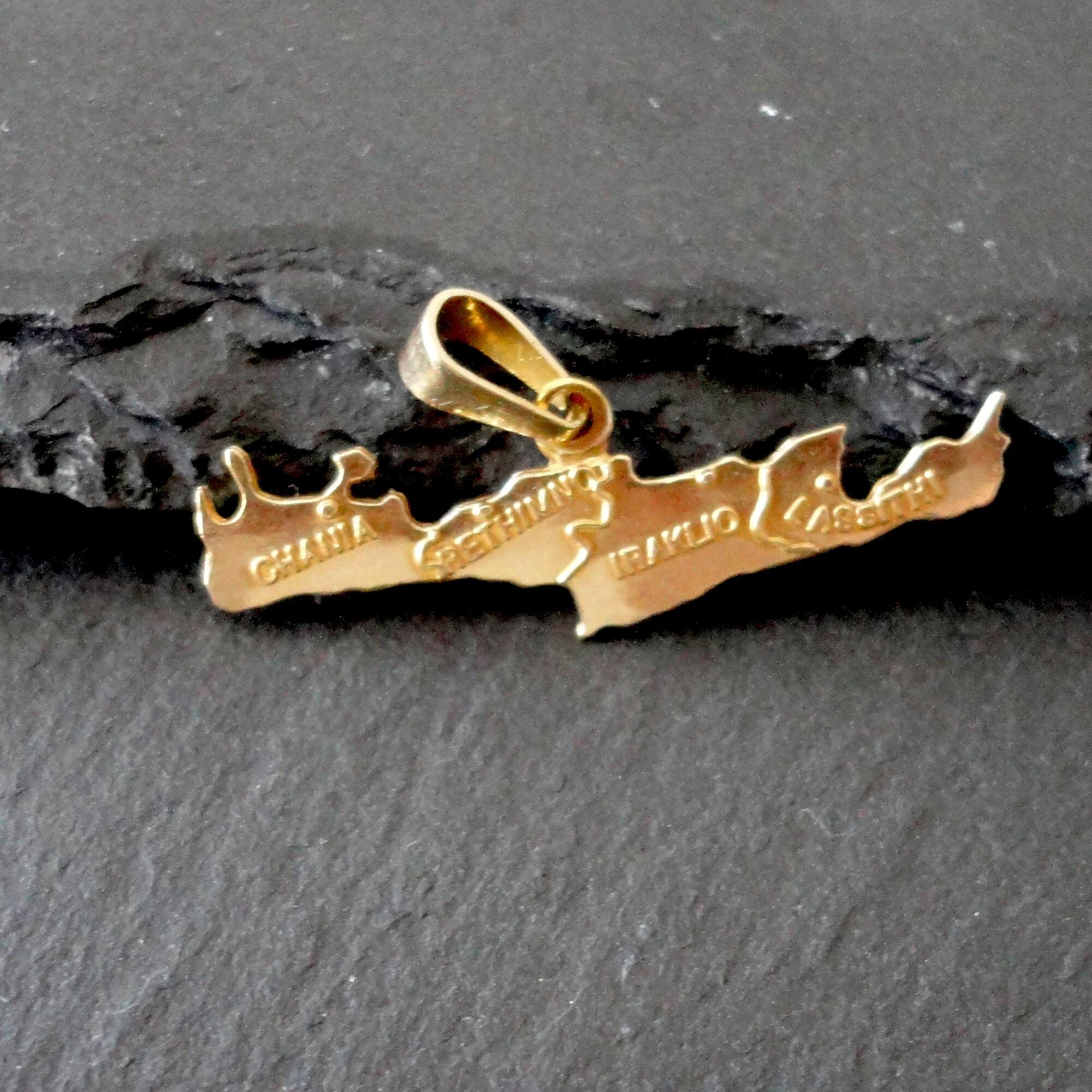 Greek Pendant 14k Solid Gold Creta Island Minimal Necklace - Etsy