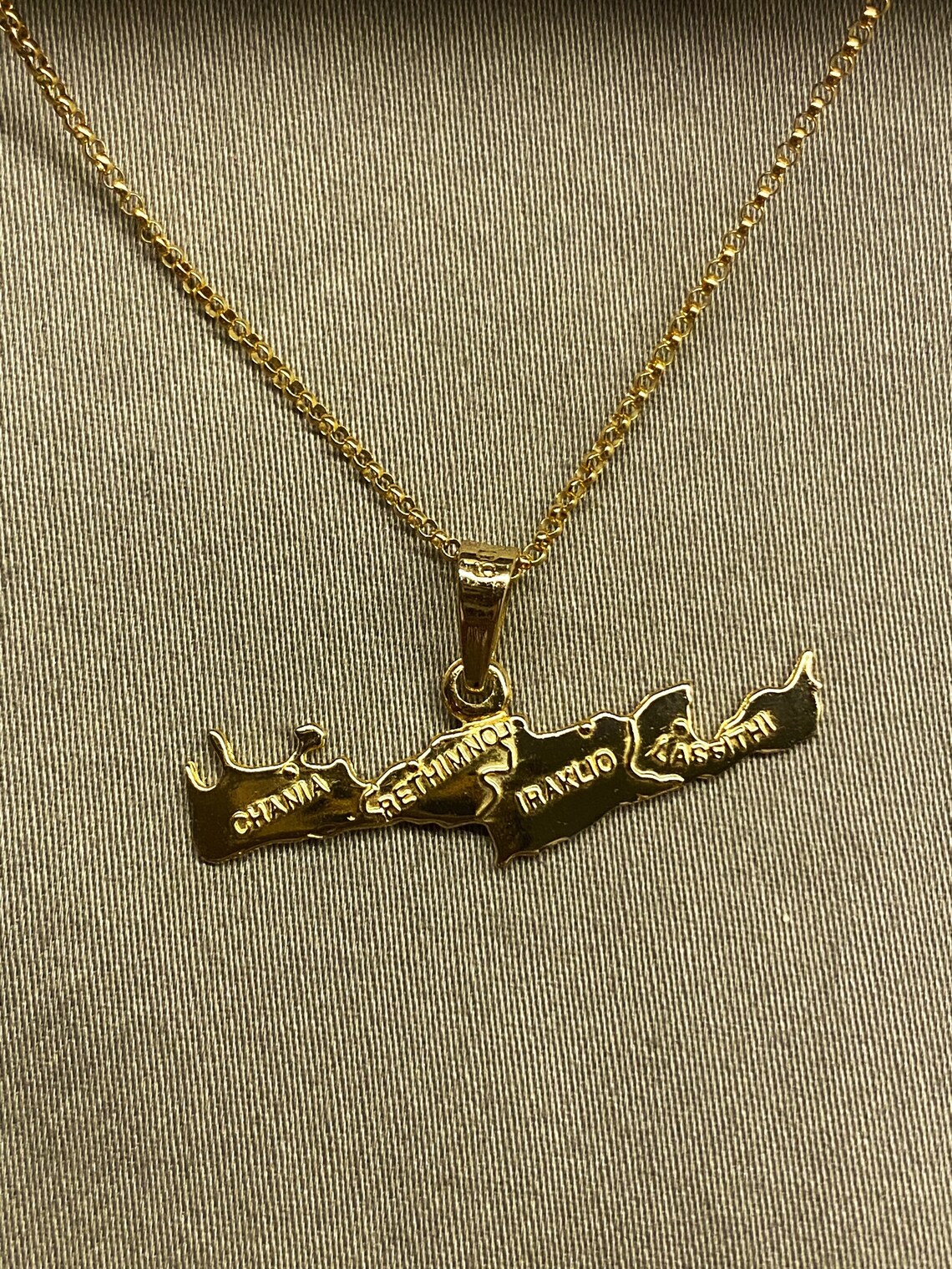 Greek Pendant 14k Solid Gold Creta Island Minimal Necklace - Etsy
