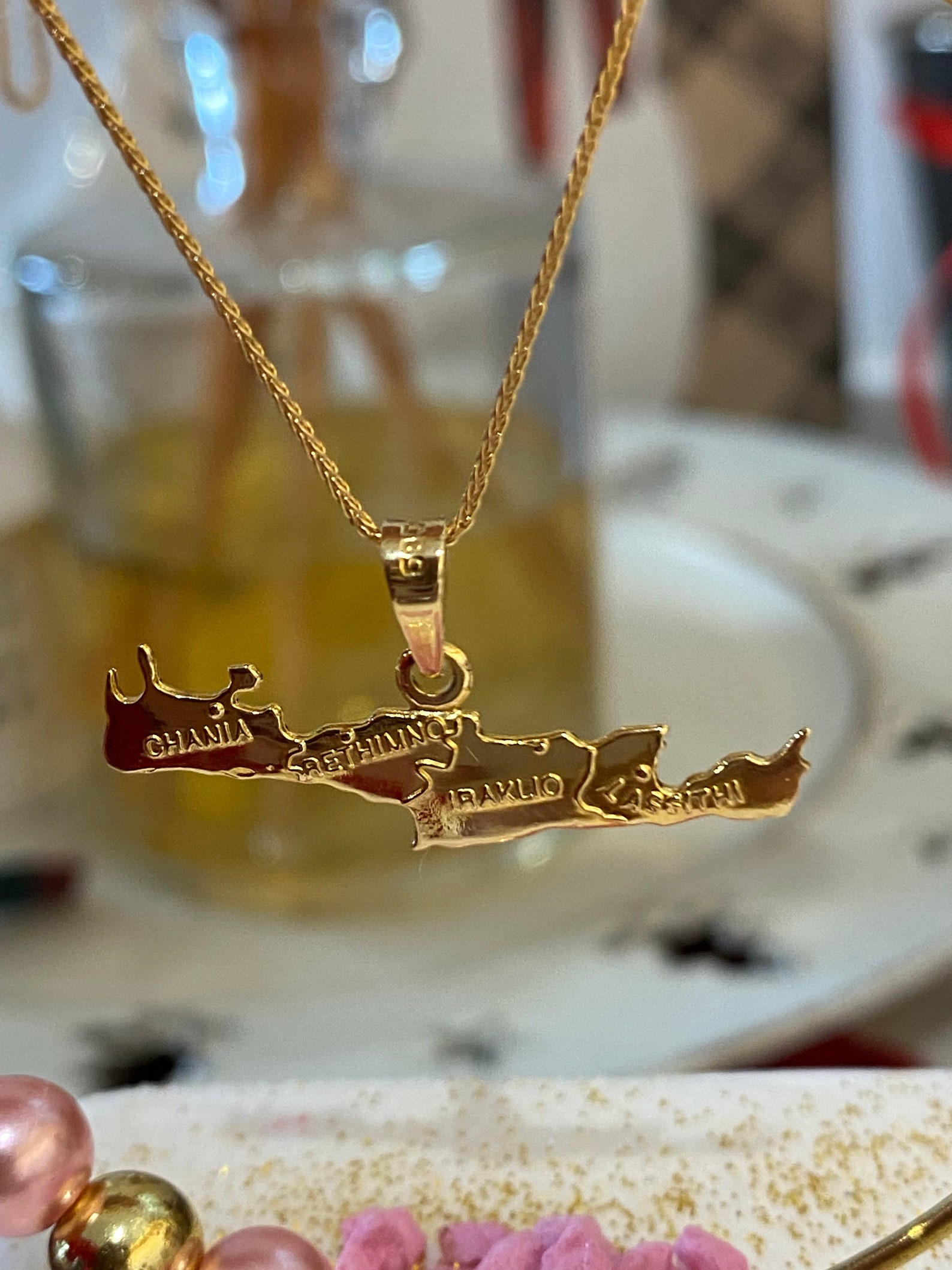 Greek Pendant 14k Solid Gold Creta Island Minimal Necklace - Etsy