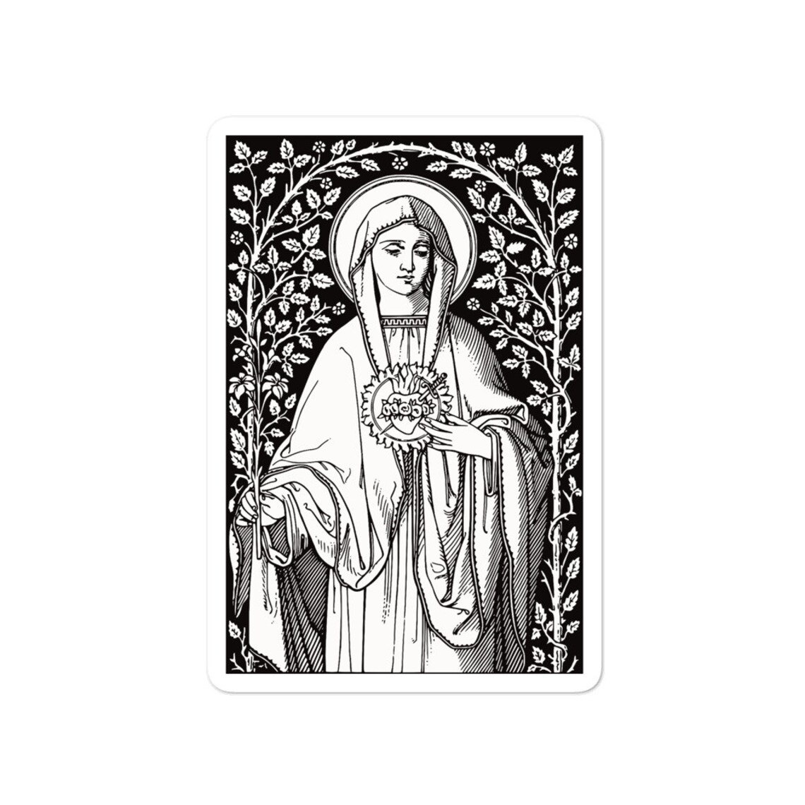 Virgin Mary Catholic Maria Immaculate Heart Stickers | Etsy