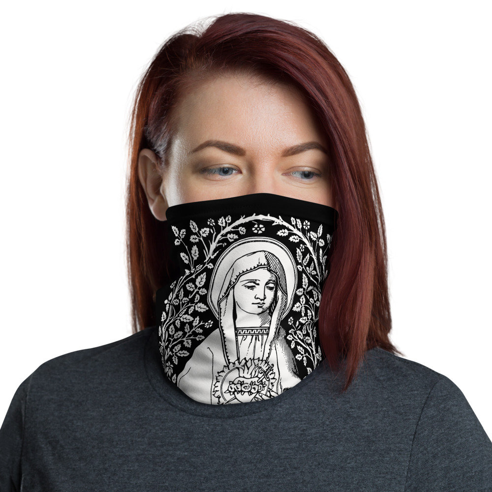 Virgin Mary Catholic Saint Maria Immaculate Heart Neck Gaiter Face Mask ...