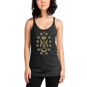 Virgin Mary Maria Insignia Miraculous Medal Catholic Women's Racerback ...