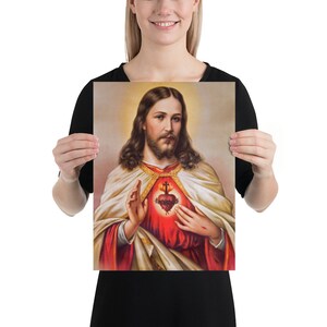 Jesus Christ Sacred Heart Catholic Poster - Etsy