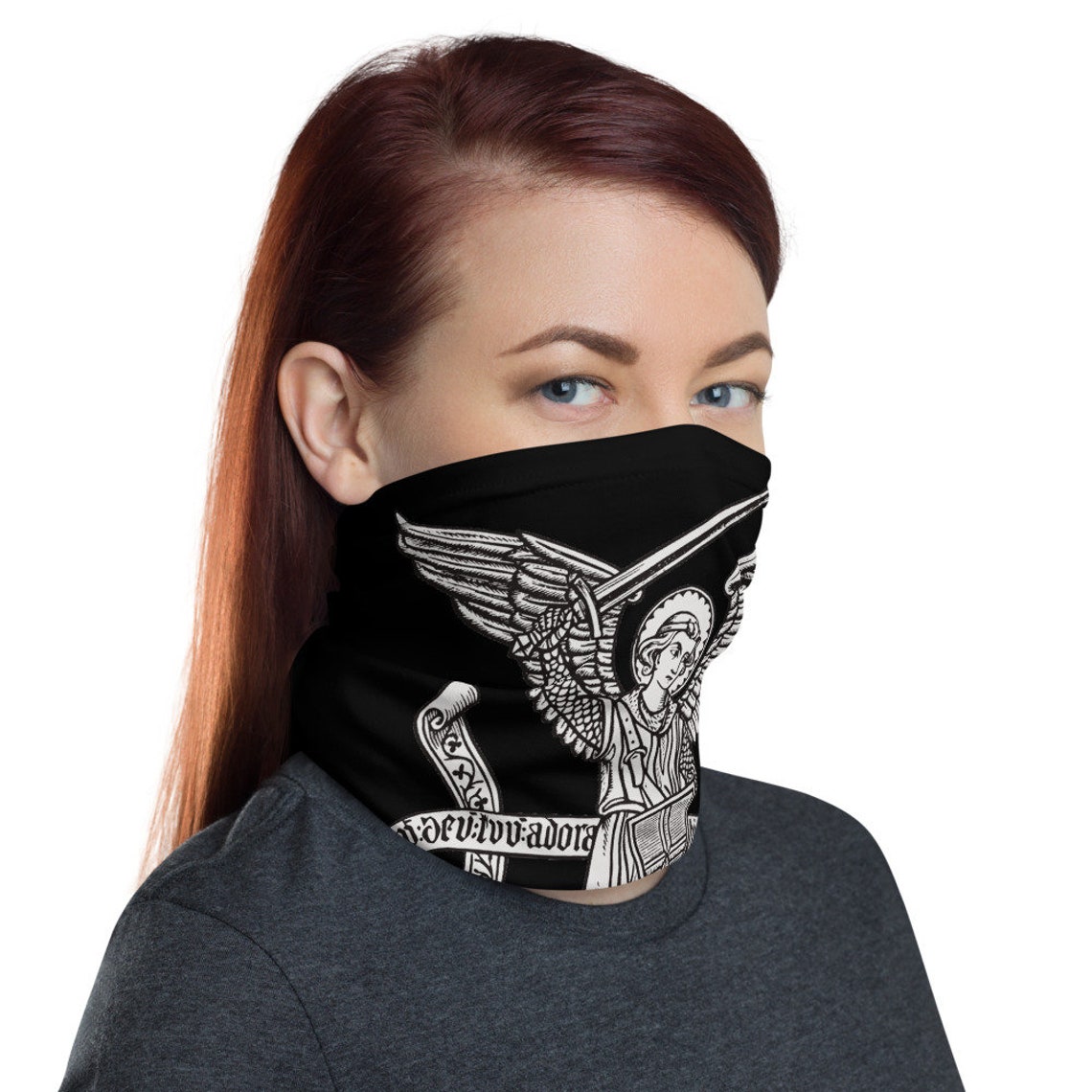 St Michael Catholic Archangel Angel Patron Saint Defend Us Neck Gaiter ...