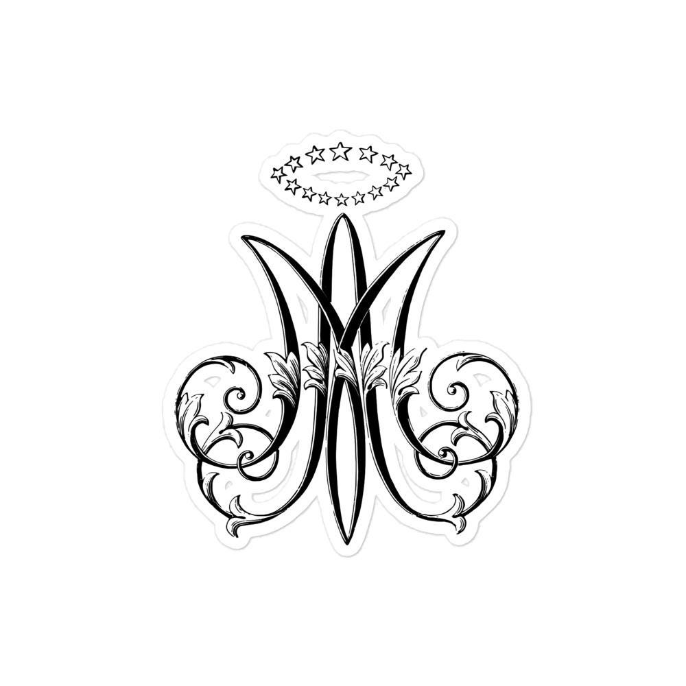 Traditional Catholic Virgin Mary Auspice Maria | Marian Monogram Bubble ...