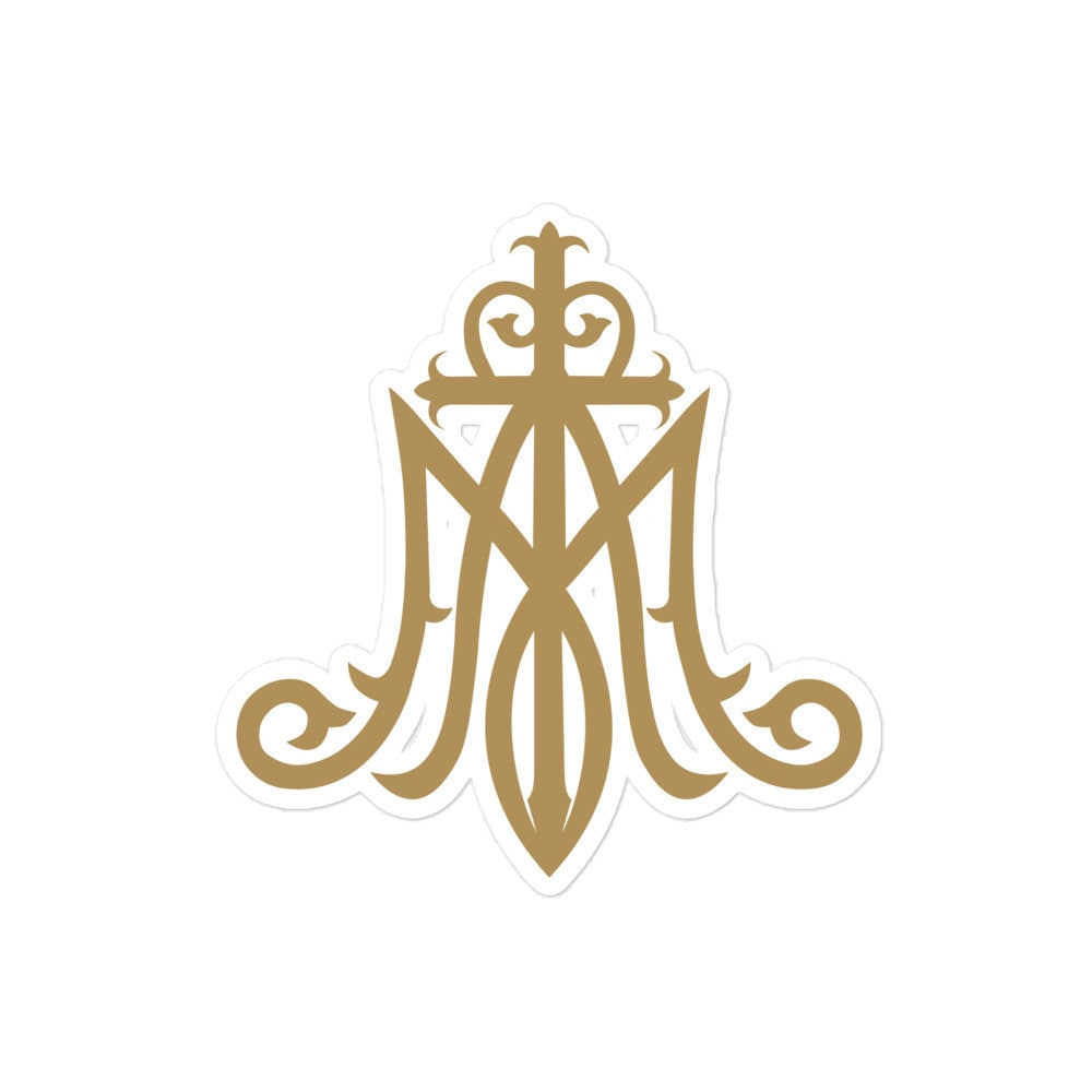 Virgen María Monograma Auspicios Maria Pegatinas Católicas - Etsy México