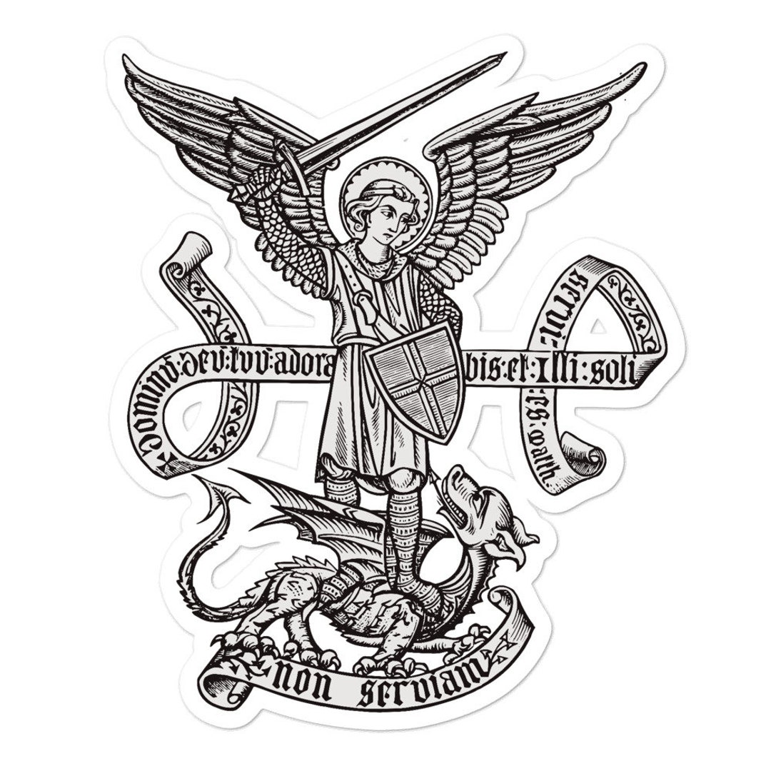 St Michael Catholic Archangel Angel Patron Saint Bubble-free Stickers ...