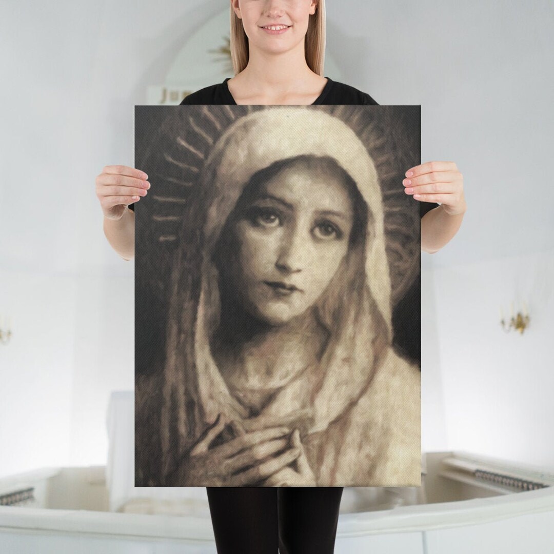 Catholic Virgin Mary Painting Print on Canvas - Etsy