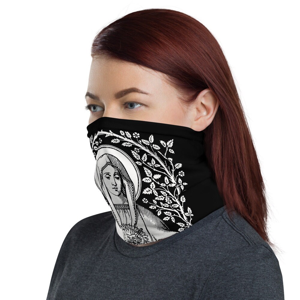 Virgin Mary Catholic Saint Maria Immaculate Heart Neck Gaiter Face Mask ...