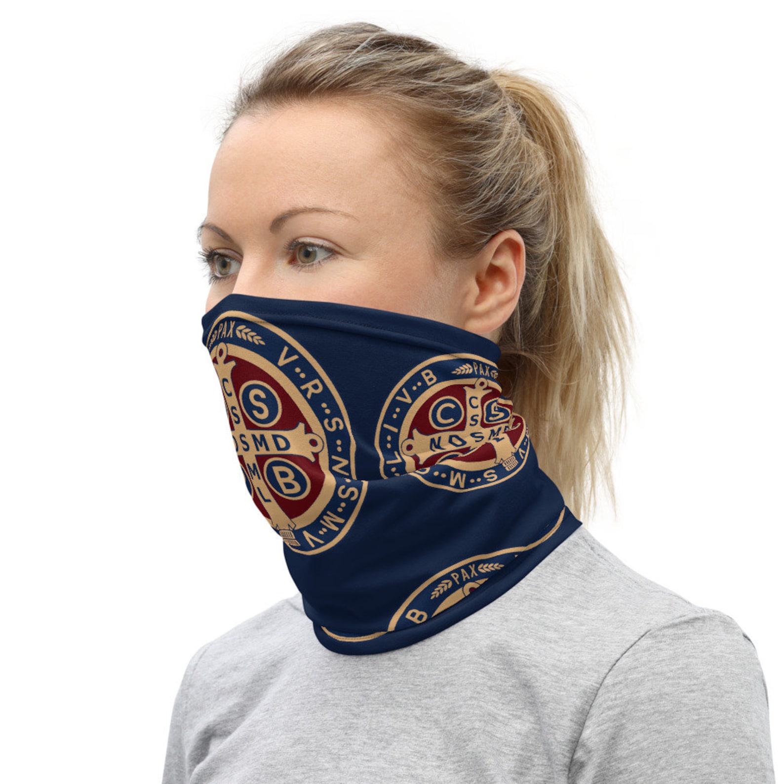 St Benedict Medal Catholic Saint Face Mask Neck Gaiter - Etsy