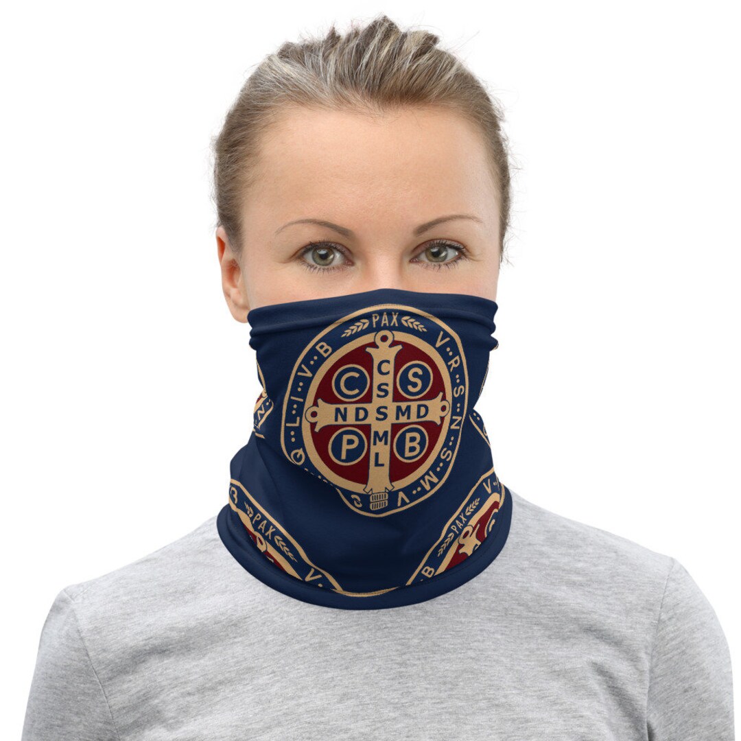 St Benedict Medal Catholic Saint Face Mask Neck Gaiter - Etsy