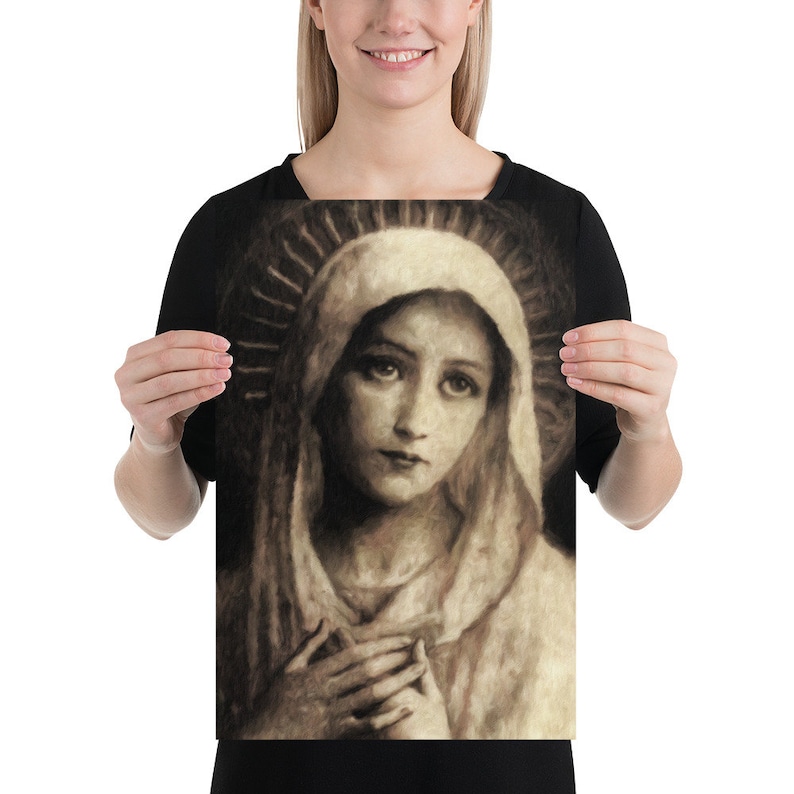 Catholic Holy Virgin Mary Maria Painting Print Poster - Etsy