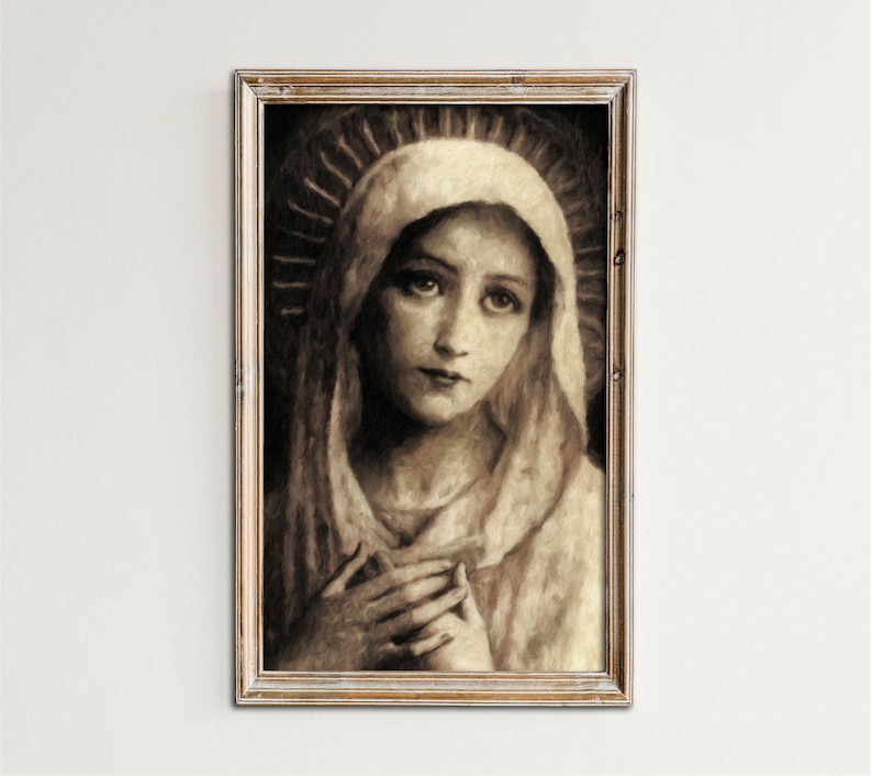 Catholic Holy Virgin Mary Maria Painting Print Poster - Etsy