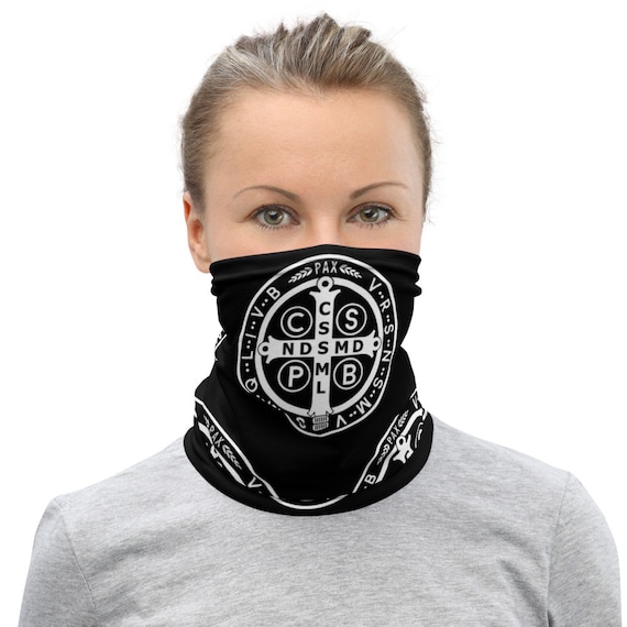 St Benedict Medal Catholic Saint Face Mask Neck Gaiter | Etsy