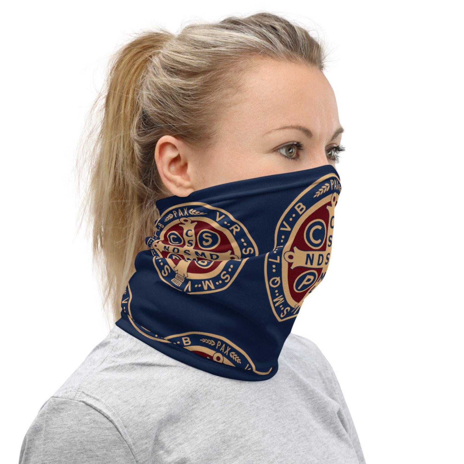 St Benedict Medal Catholic Saint Face Mask Neck Gaiter - Etsy