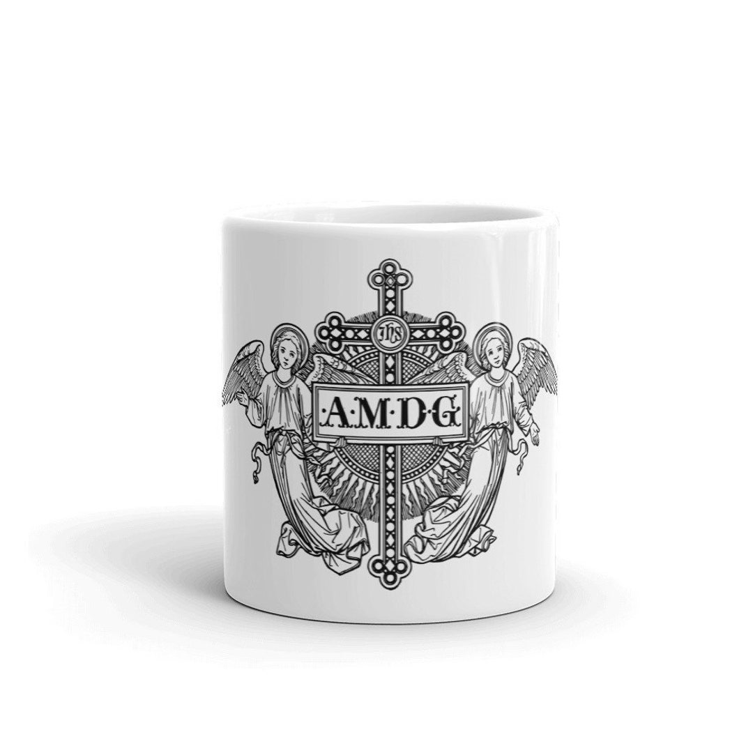 AMDG Ad Maiorem Dei Gloriam Catholic White Glossy Mug - Etsy