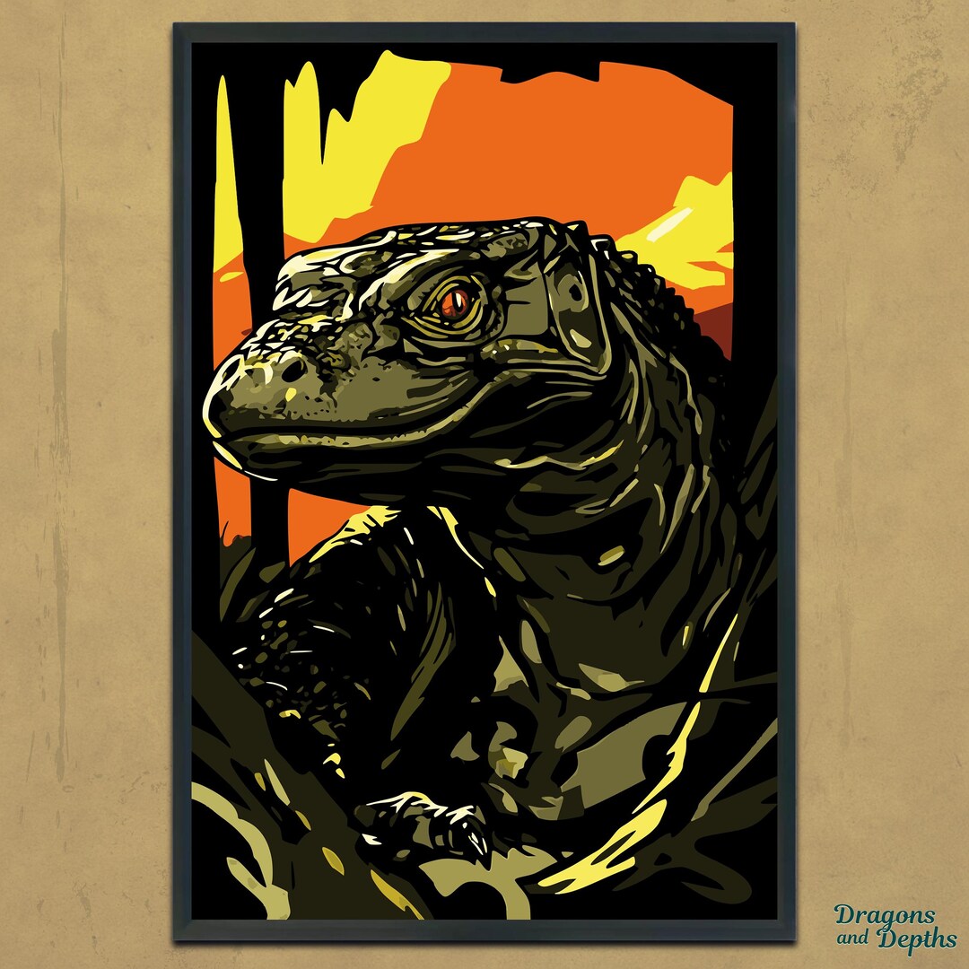Komodo Dragon Camo Theme, Poster 3 of 3 Camo Wildlife Wall Art, Jungle ...