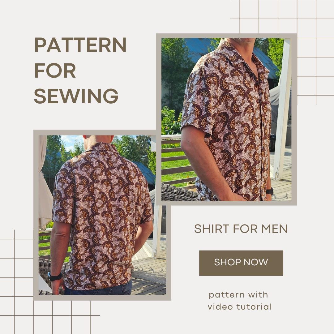Sewingpattern for Men's Shirt, Pattern, Sewingtutoreal on Video - Etsy