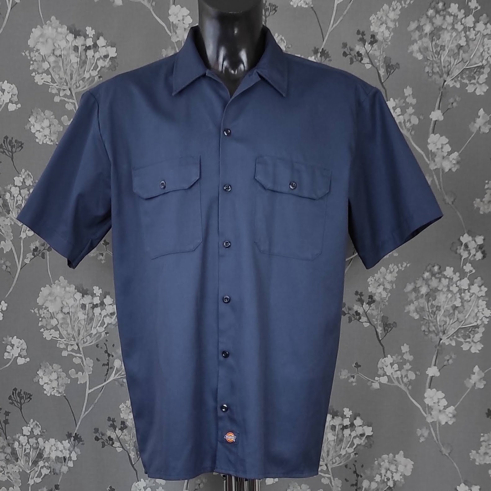 Dickies Short Sleeve Work Shirt Navy Blue Size L Etsy