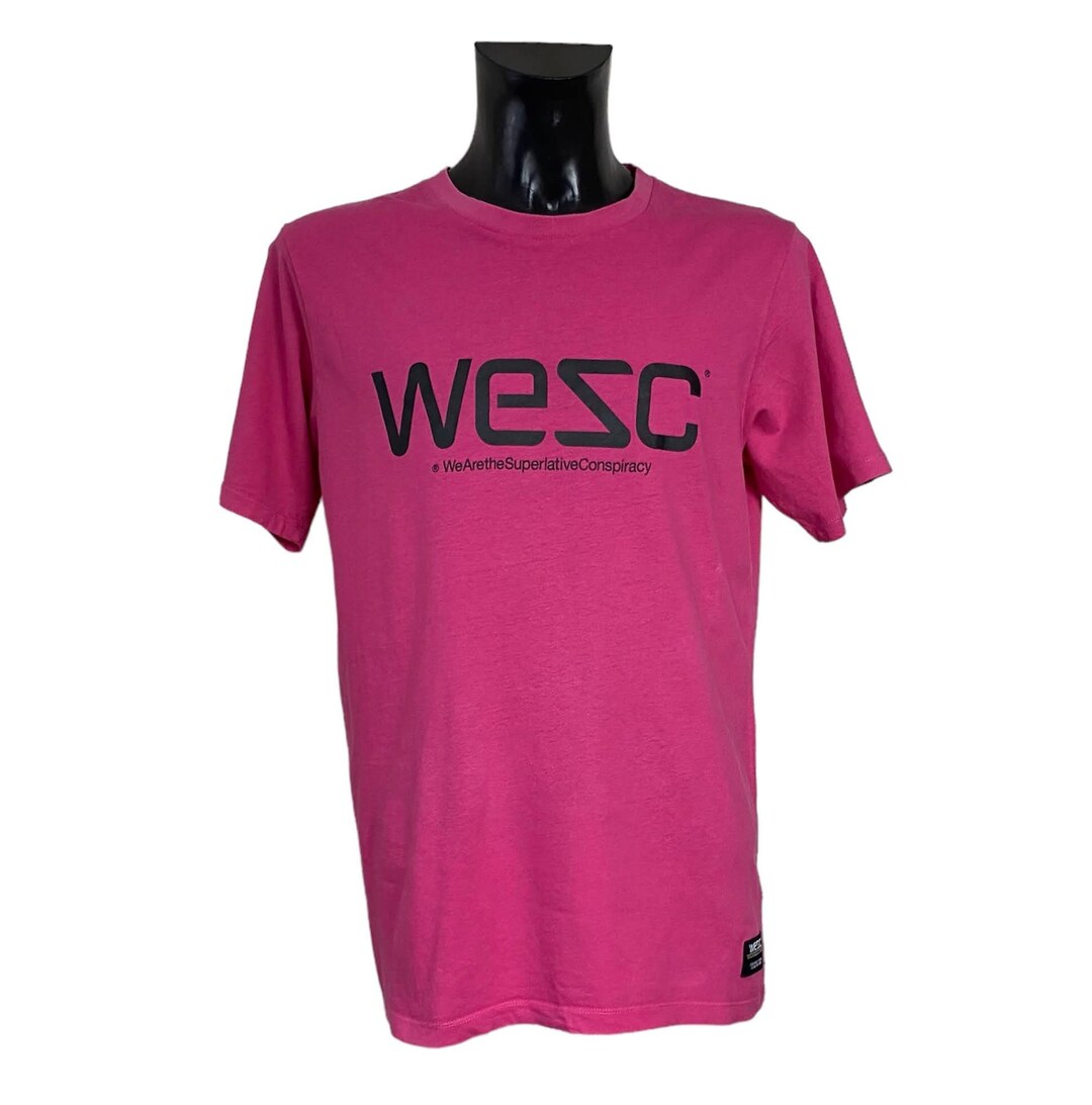 Wesc Bright Pink Letter Block Chest Logo Y2k Oversized Look Skate T ...