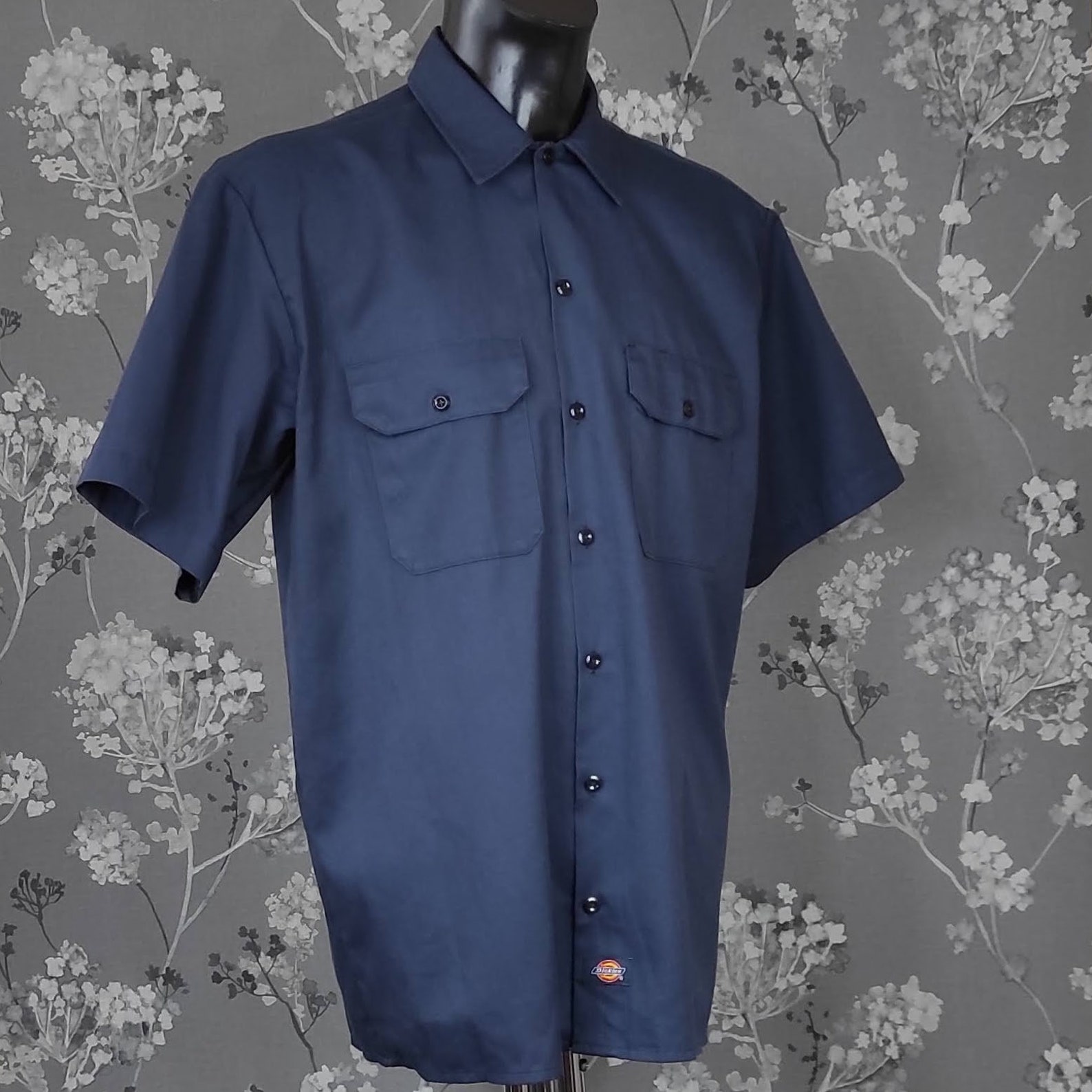 Dickies Short Sleeve Work Shirt Navy Blue Size L Etsy