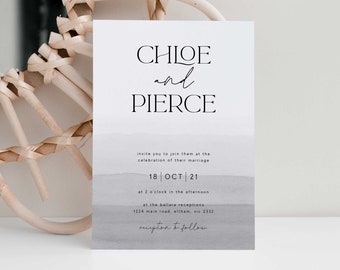 Grey Wedding Invite Template - Etsy