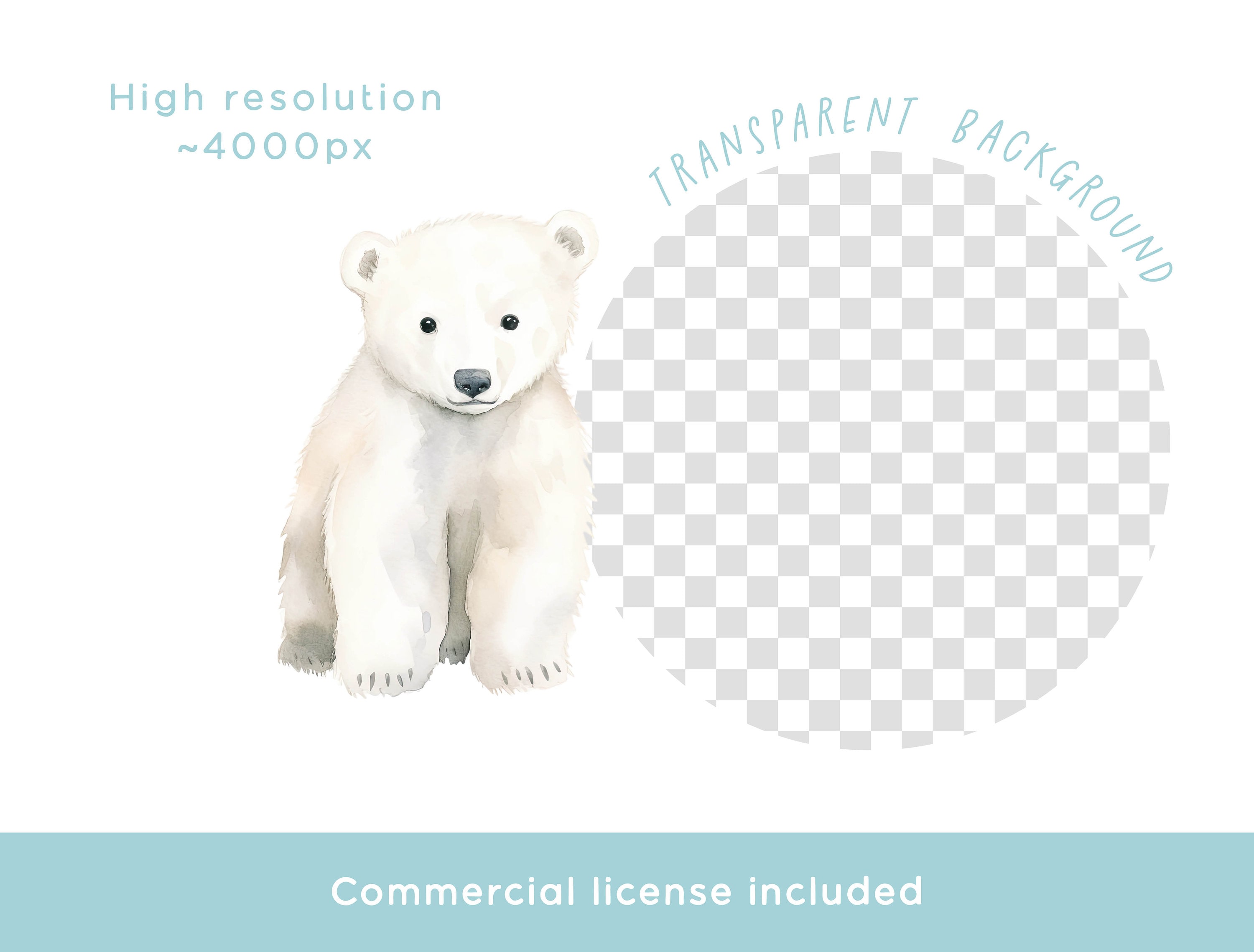 Arctic Animals Clipart Bundle Watercolor Seal Penguin Whale Iceberg PNG ...