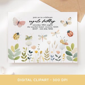 Bugs Clipart Bundle, Watercolor Insects PNG, Ladybug Bee Butterfly ...
