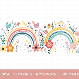 Rainbows Clipart Bundle, Colorful Floral PNG Graphics for Invitations ...