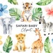 Safari Clipart Bundle, Watercolor Baby Jungle Zoo Animals Tropical ...