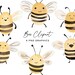 Bumble Bee Clipart Bundle Set, Watercolor Pastel Boho Bee PNG Graphics ...