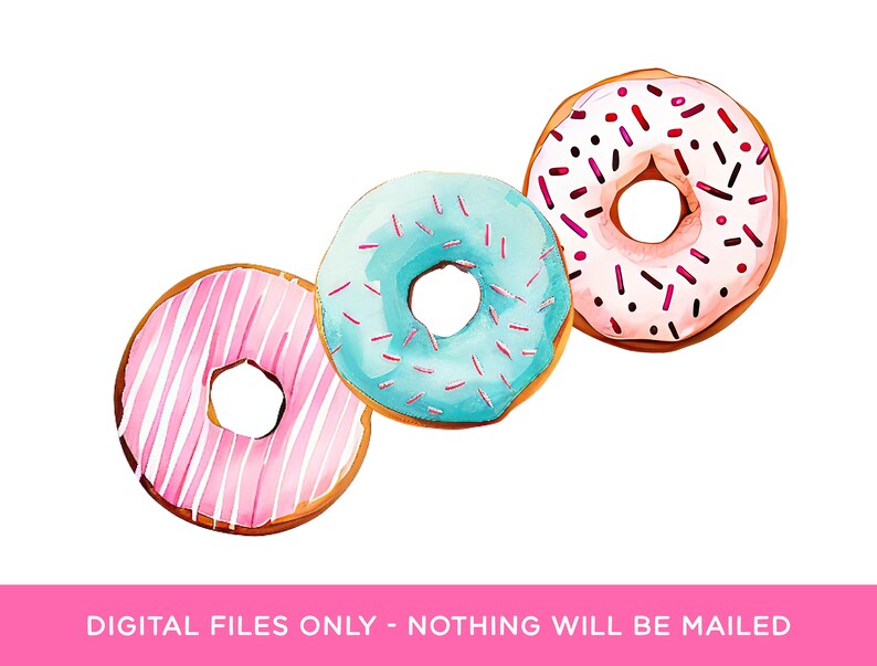 Watercolor Donuts Clipart Bundle PNG Graphics Digital - Etsy Australia