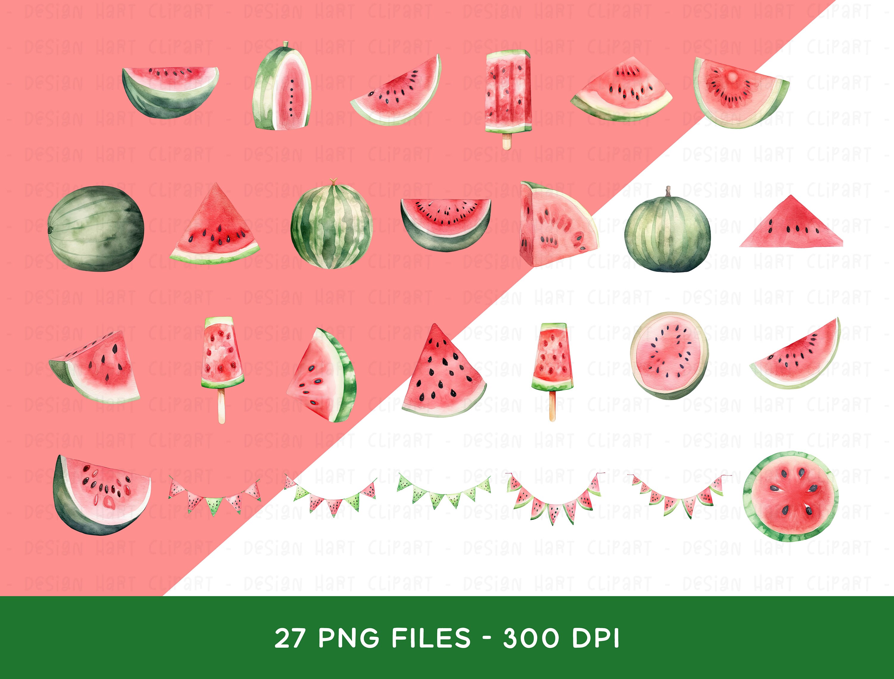 Watermelon Clipart Bundle, PNG Graphics Digital Download Commercial Use ...