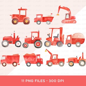 Construction Vehicle Clipart Bundle, Watercolor PNG Digital Download ...