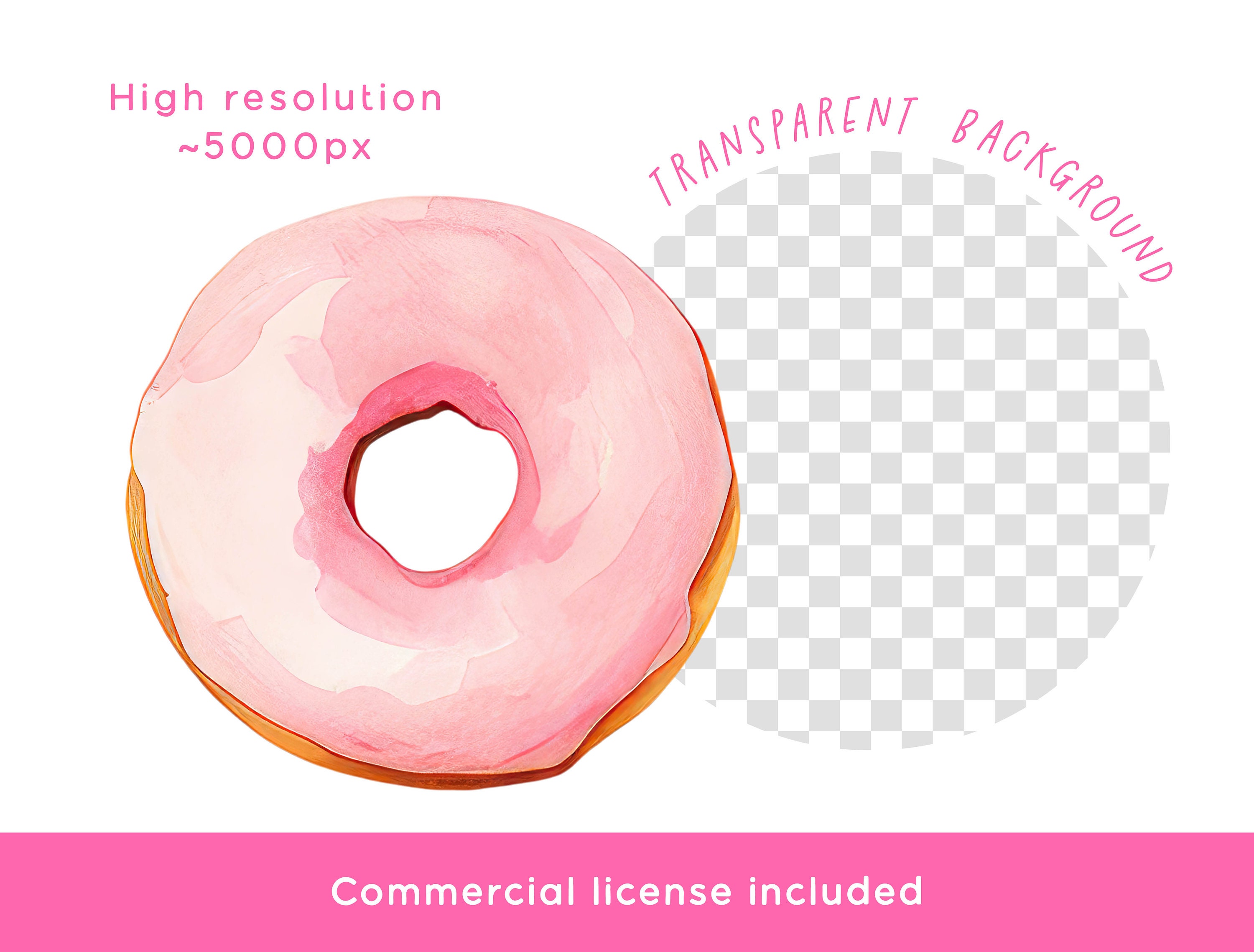 Watercolor Donuts Clipart Bundle, PNG Graphics Digital Download ...