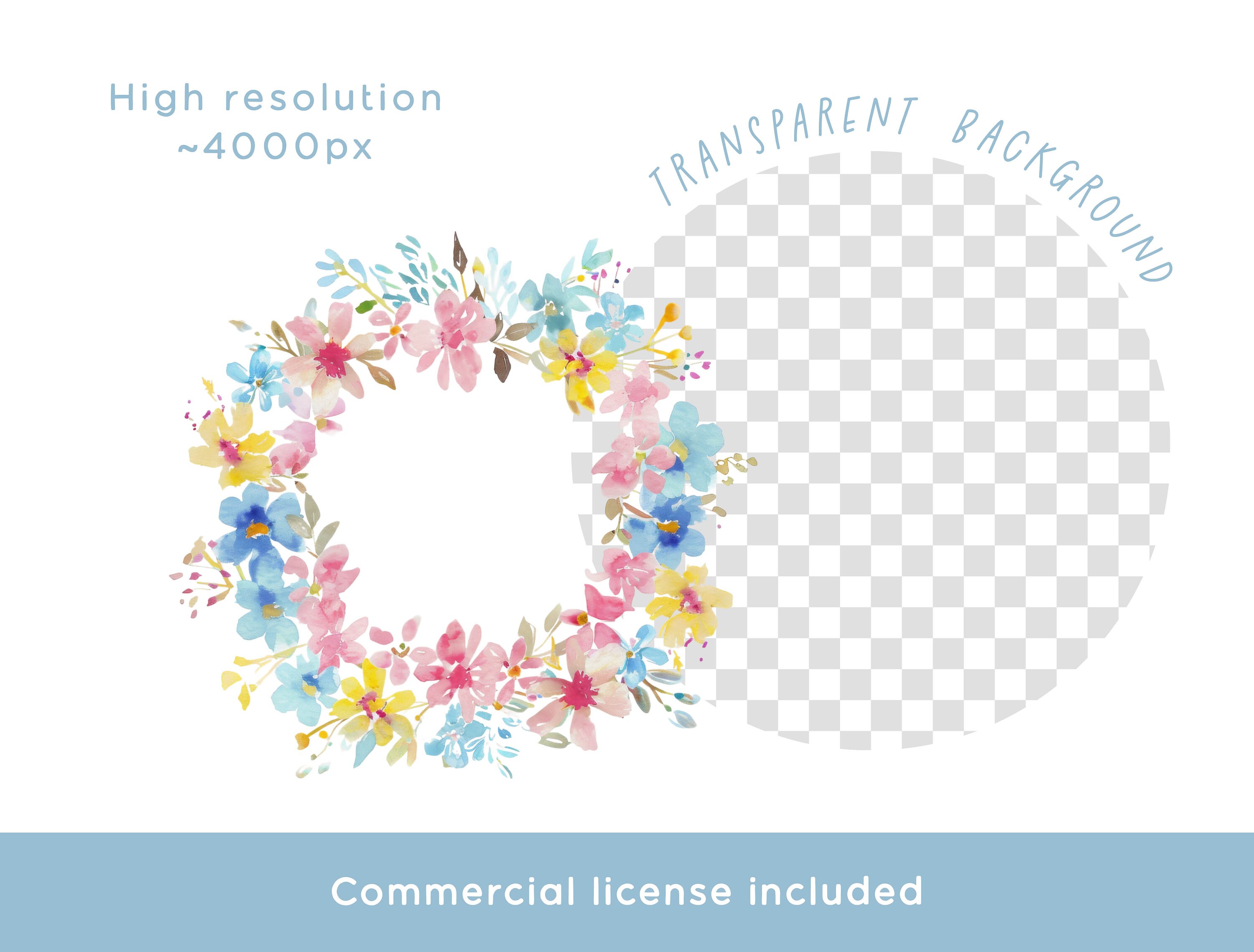 Spring Floral Clipart Bundle: Pastel Watercolor Flowers Wreaths ...