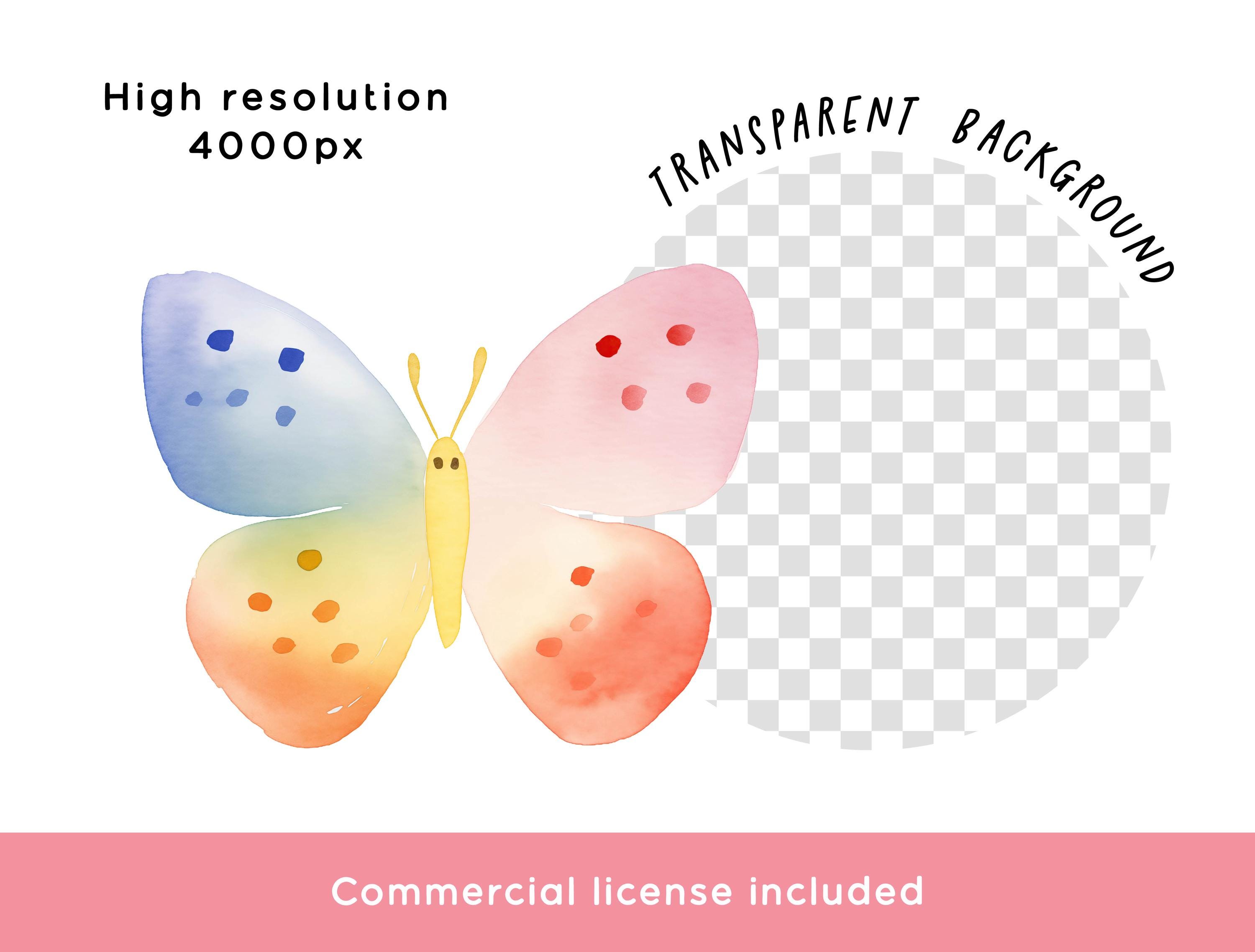 Butterfly Clipart Bundle, Watercolor Pastel Hand Painted Rainbow PNG ...