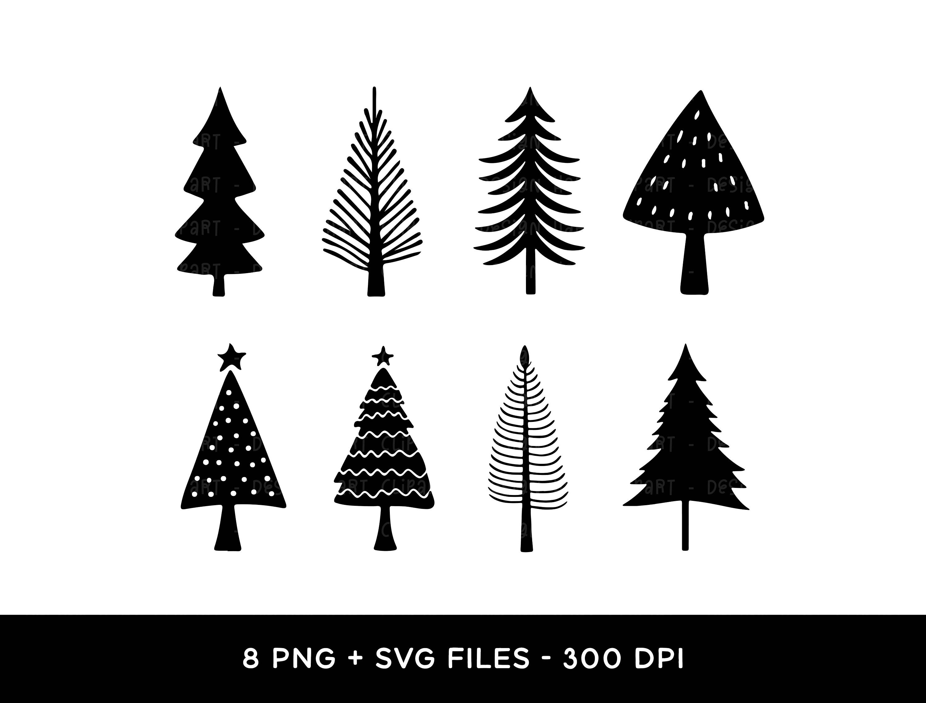 Christmas Tree Clipart Bundle, PNG & SVG Set of 8 Digital Download ...