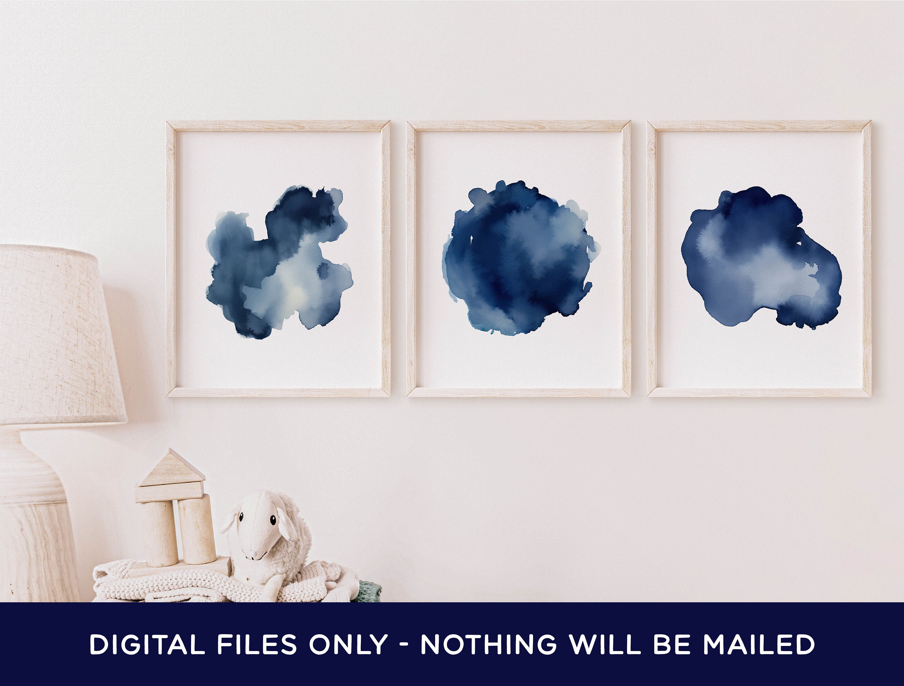 Brush Stroke Clipart Bundle Watercolor Dark Navy Blue Smudge Stain PNG ...