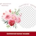 Floral Bouquet Clipart - Pastel Pink & Red Watercolor Botanical Blooms ...